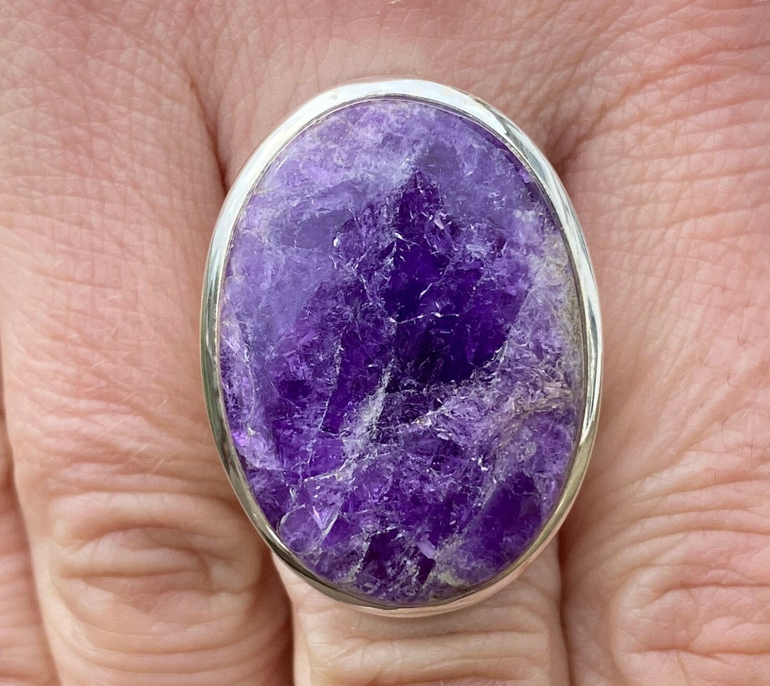 RESERVED for SYLIVIA Uv Reactive Hackmanite size R 1/2 , 9 US Ring in ...