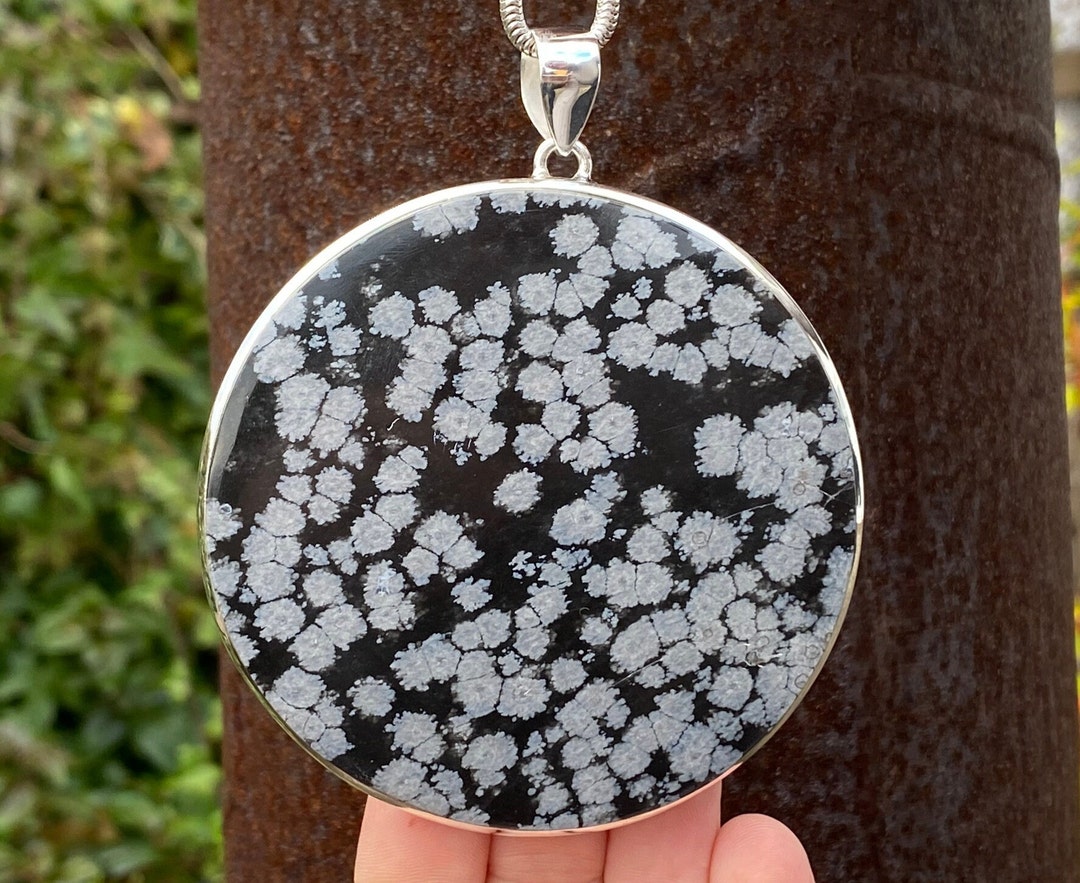 SOLD RESERVED for DMH Very Large Snowflake Obsidian Pendant - Etsy