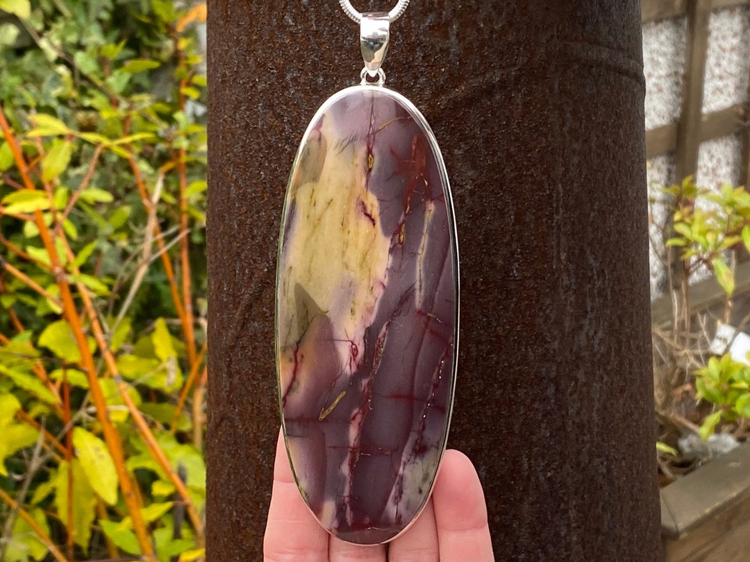 Huge Mookaite Pendant in 925 Sterling Silver - Handmade 51x149mm ...