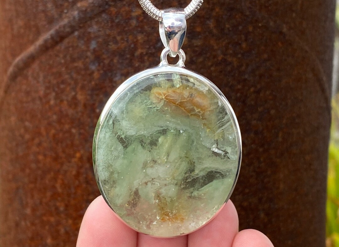Afghan Green Fluorite Pendant in 925 Sterling Silver - Handmade 39x60mm ...