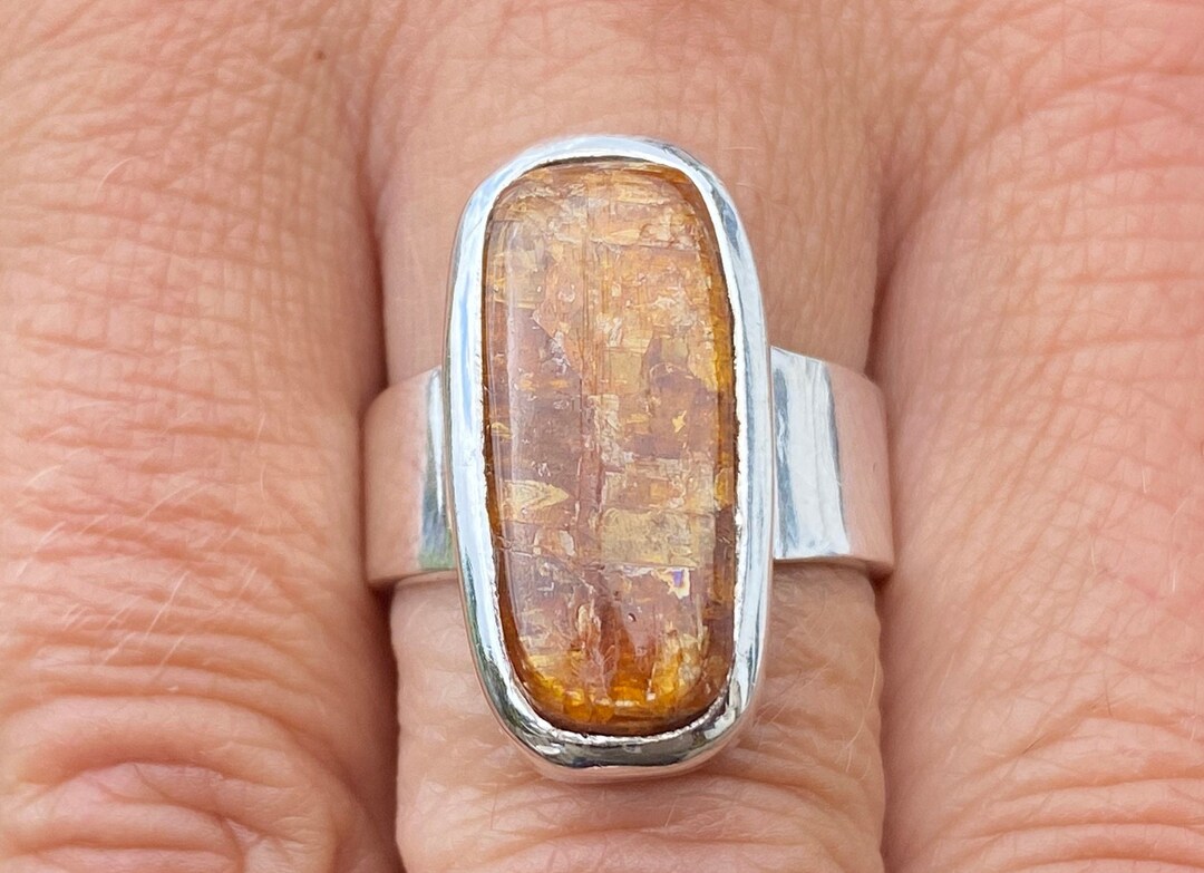 Tanzanian Orange Kyanite (size O , 7.5) Ring in 925 Sterling Silver ...
