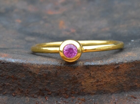 9ct Gold size N/7 Pink Sapphire Ring 3.2mm Diameter Stone | Etsy