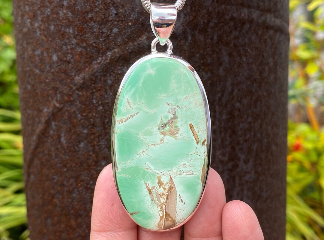 Australian Variscite in 925 Sterling Silver - Handmade 33x75mm Pendant ...
