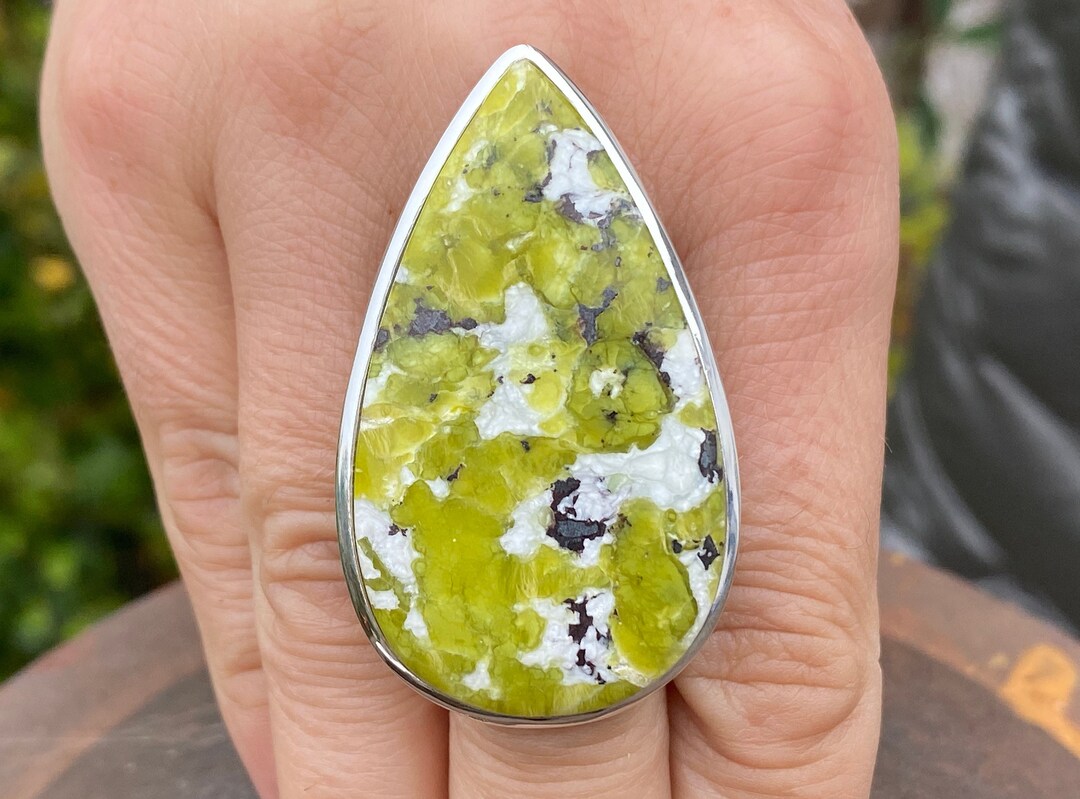 Lizardite / Serpentine Hematite Ring (size N , 7) Ring in 925 Sterling ...