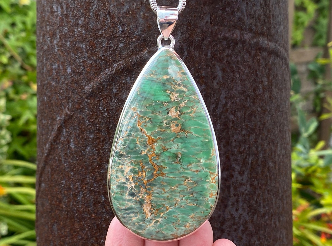 Large Australian Variscite in 925 Sterling Silver - Handmade 45x90mm ...