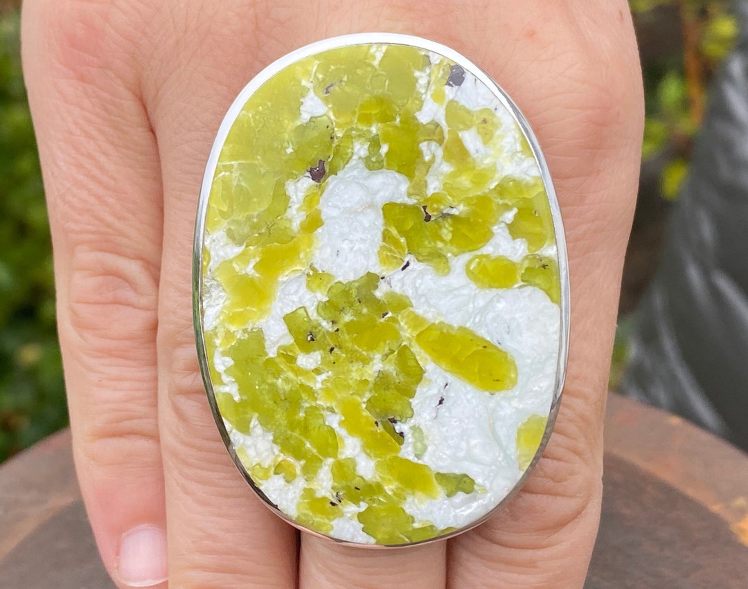 Lizardite / Serpentine Hematite Ring (size R 1/2 , 9) Ring in 925 ...