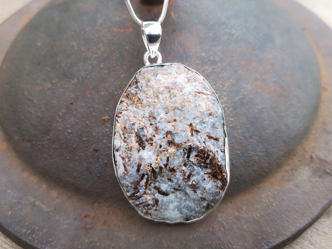 Large Natural Raw Astrophyllite Pendant in 925 Sterling, Bronze ...