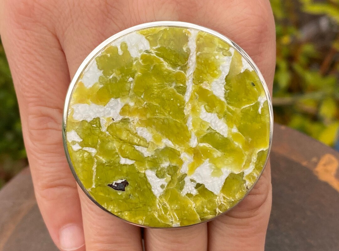 Lizardite / Serpentine Hematite Ring (size R 1/2 , 9) Ring in 925 ...