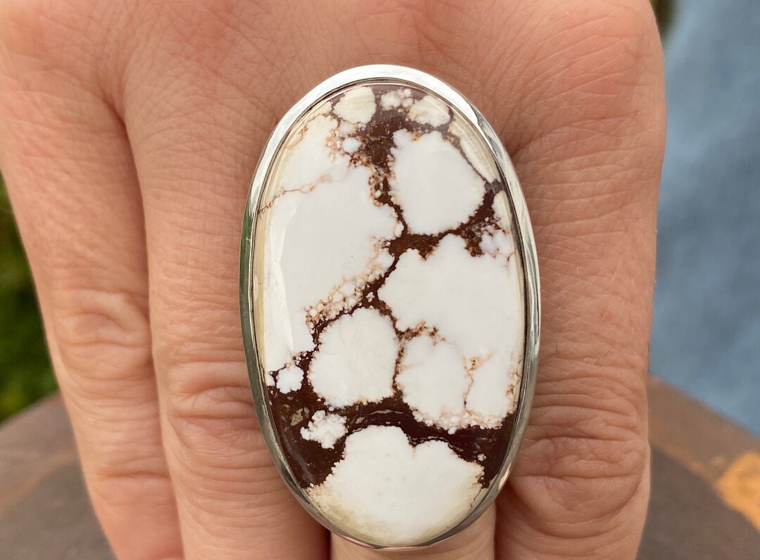 Magnesite Ring size Q , 8.5 in 925 Sterling Silver 28x47mm Natural ...