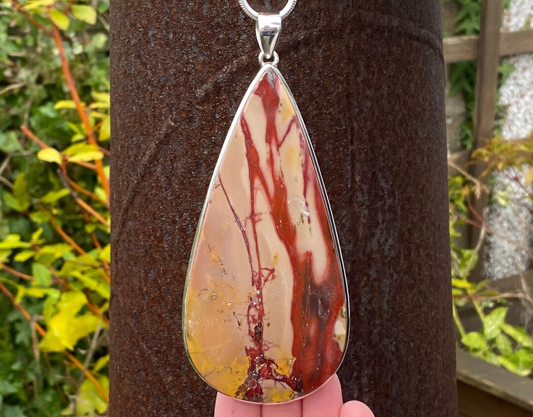 Huge Mookaite Pendant in 925 Sterling Silver - Handmade 58x132mm ...