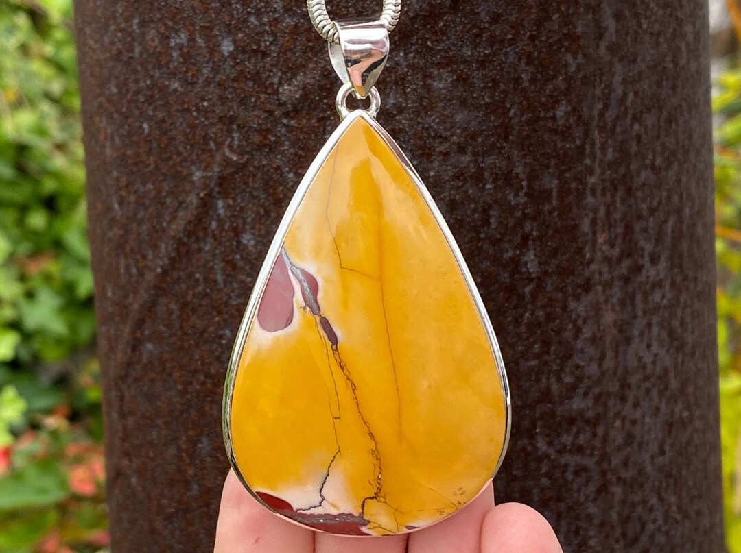 Large Mookaite Pendant in 925 Sterling Silver - Handmade 45x78mm ...