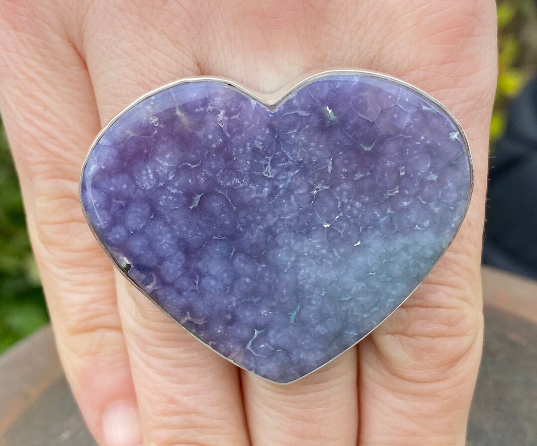 Indonesian Grape Agate size P , 8 Ring in 925 Sterling Silver Natural ...