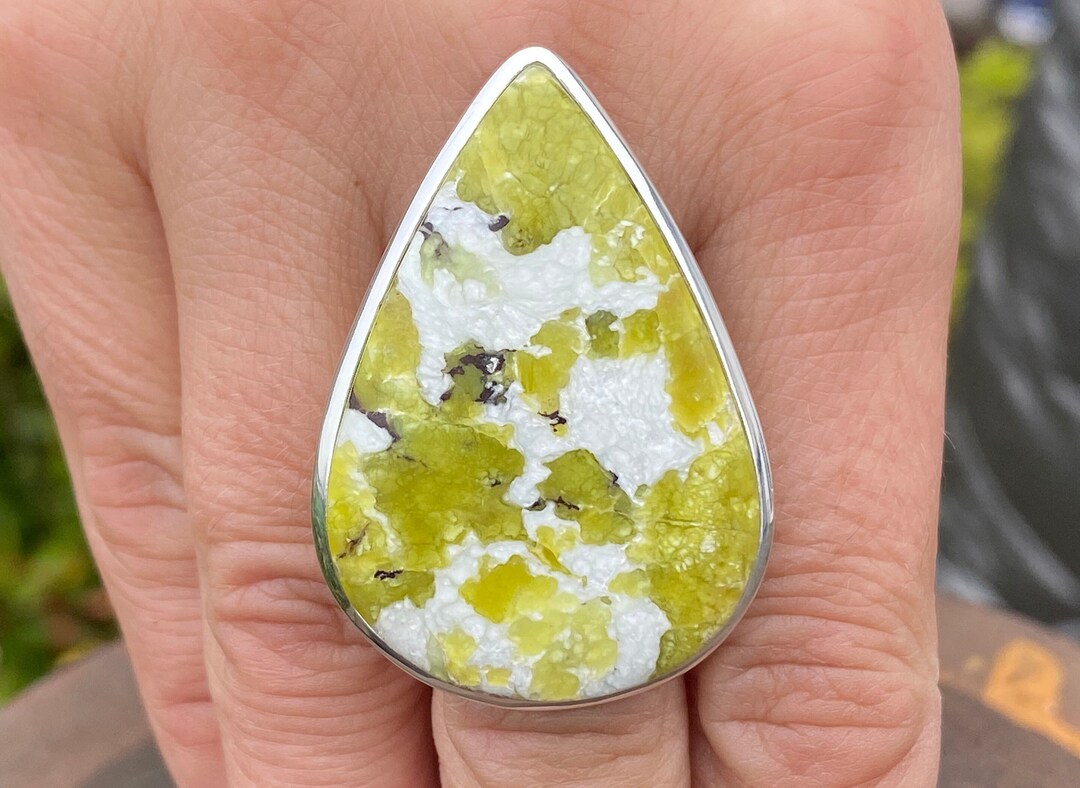 Lizardite / Serpentine Hematite Ring (size O 1/2 , 7.75) Ring in 925 ...