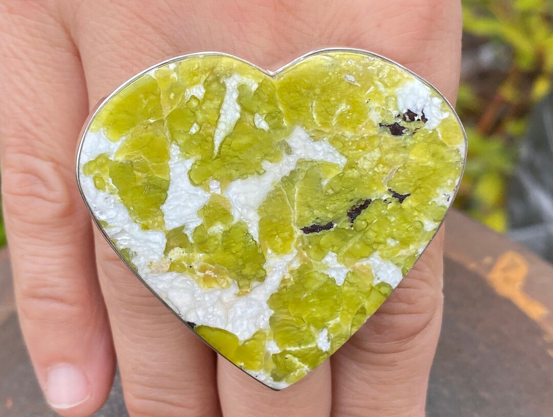 Lizardite / Serpentine Hematite Ring (size M , 6.5) Ring in 925 ...