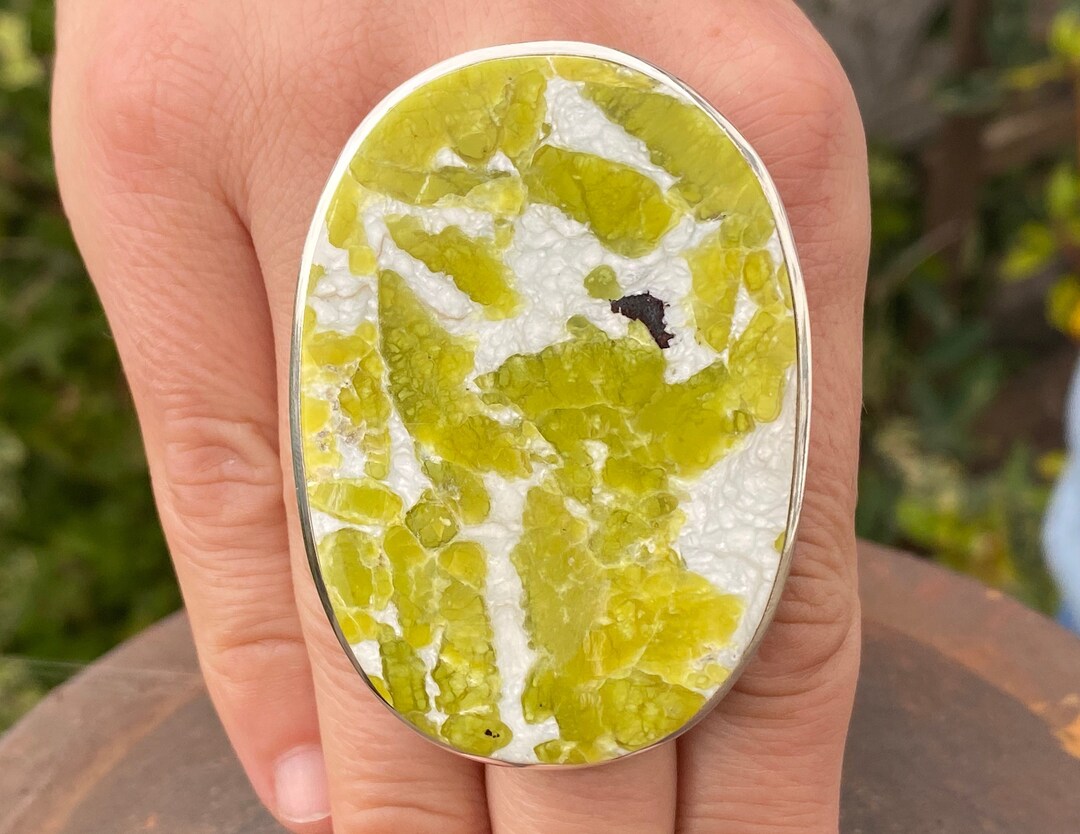 Lizardite / Serpentine Hematite Ring (size P , 8) Ring in 925 Sterling ...