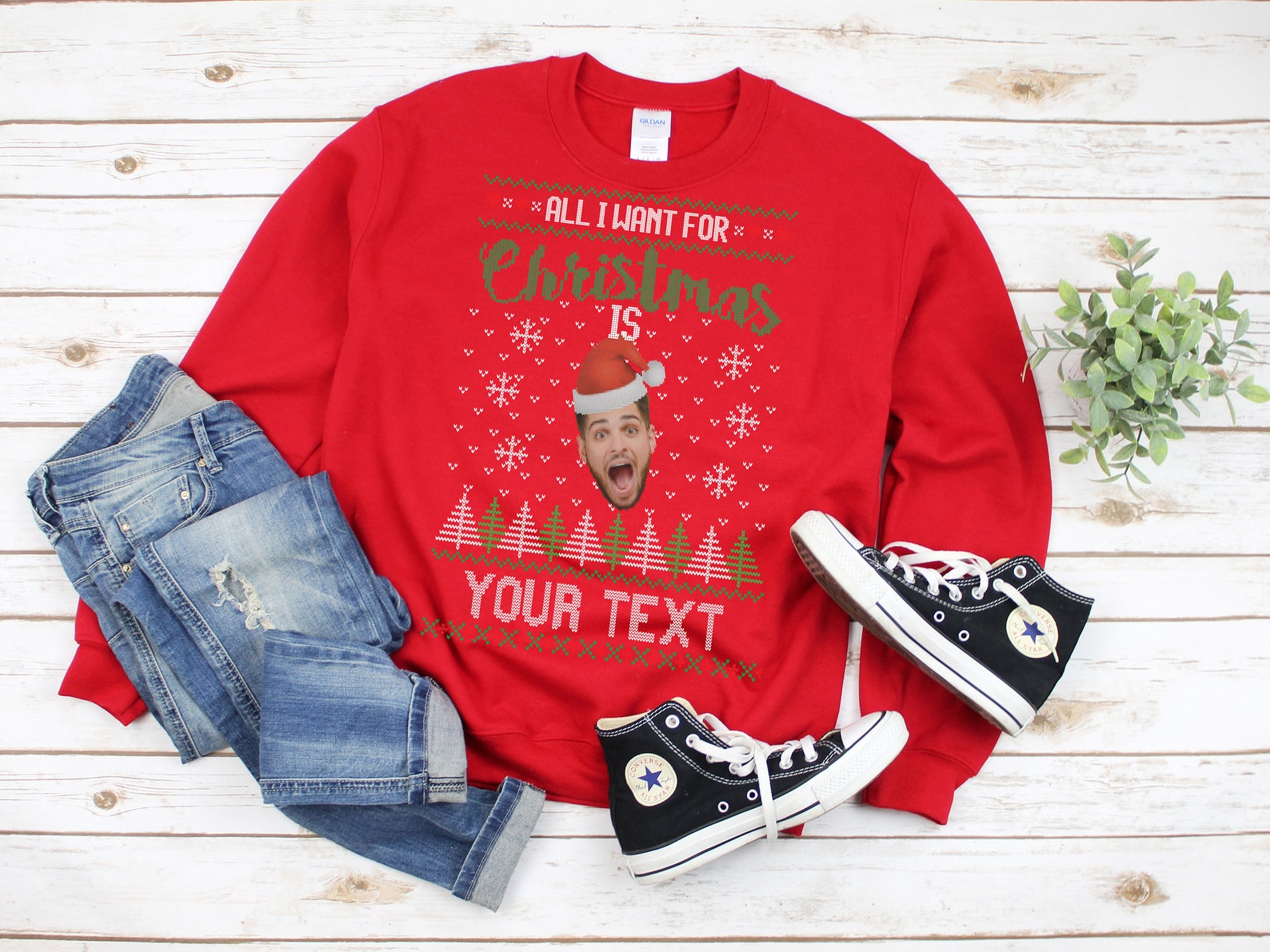 Funny Personalized Custom Ugly Christmas Sweater - All I Want for ...