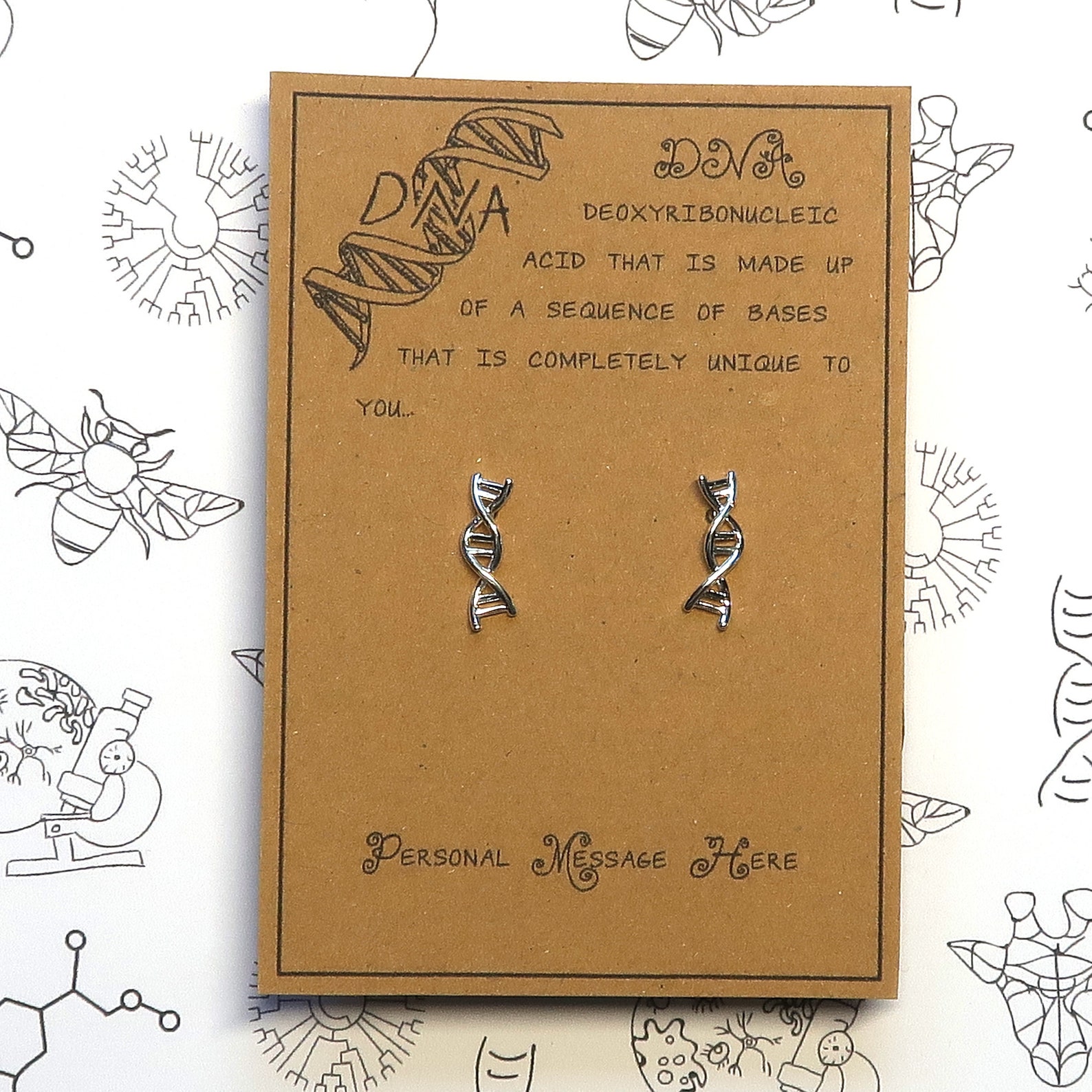 DNA Earrings With Personalised Message - Etsy