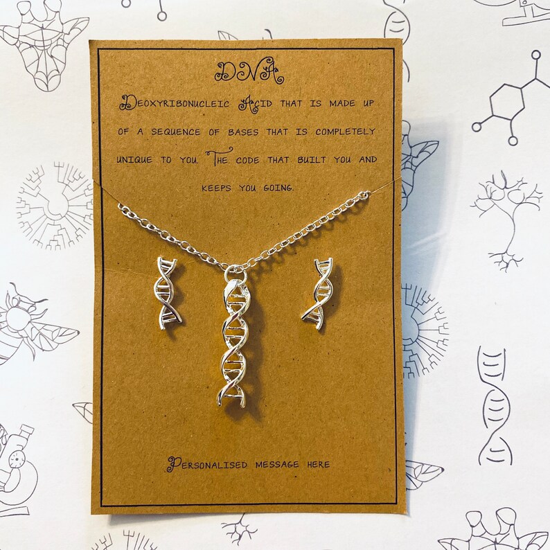 DNA Earrings with Personalised Message | Etsy