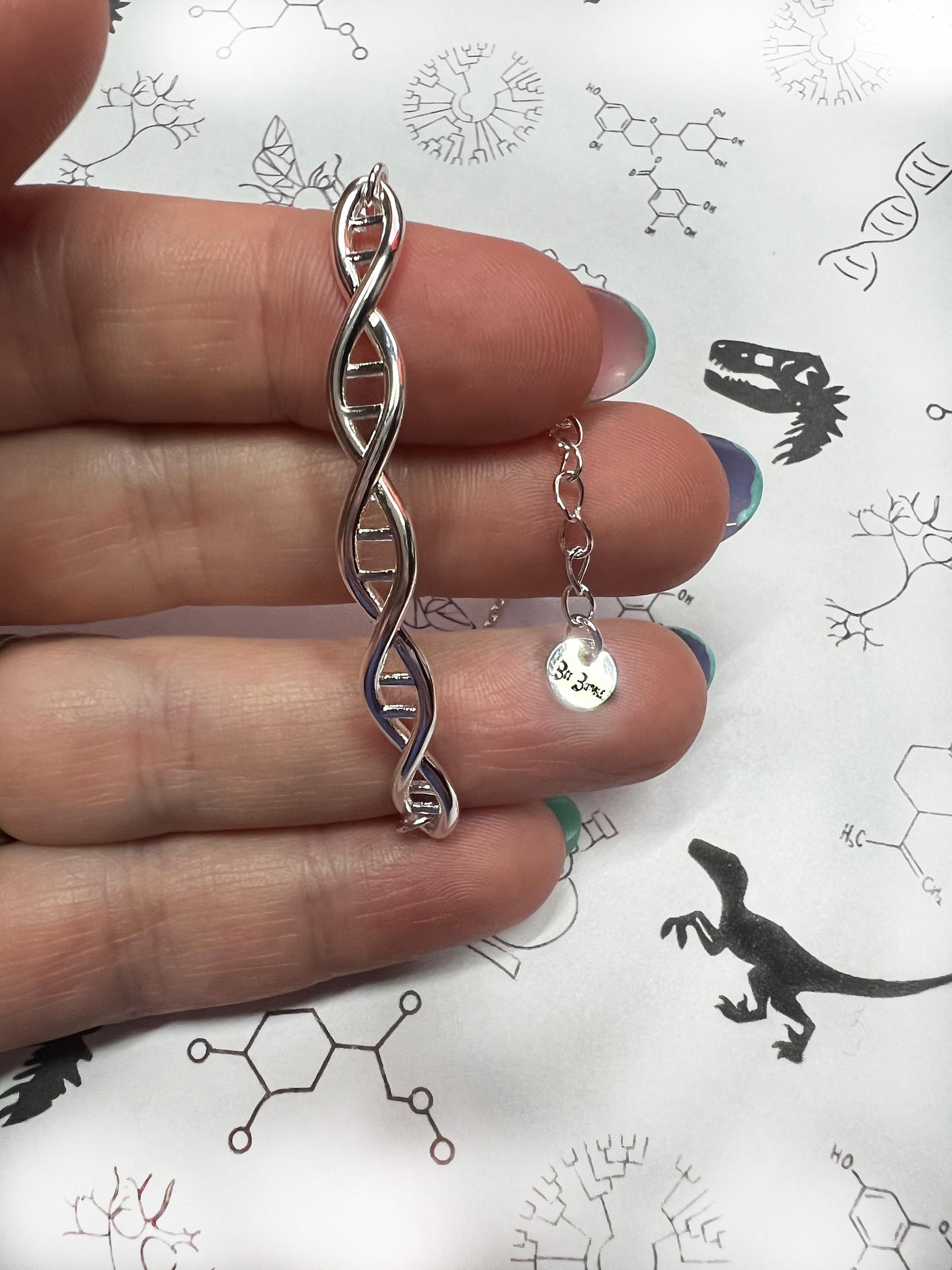 DNA Molecule Bracelet With Personalised Message - Etsy UK