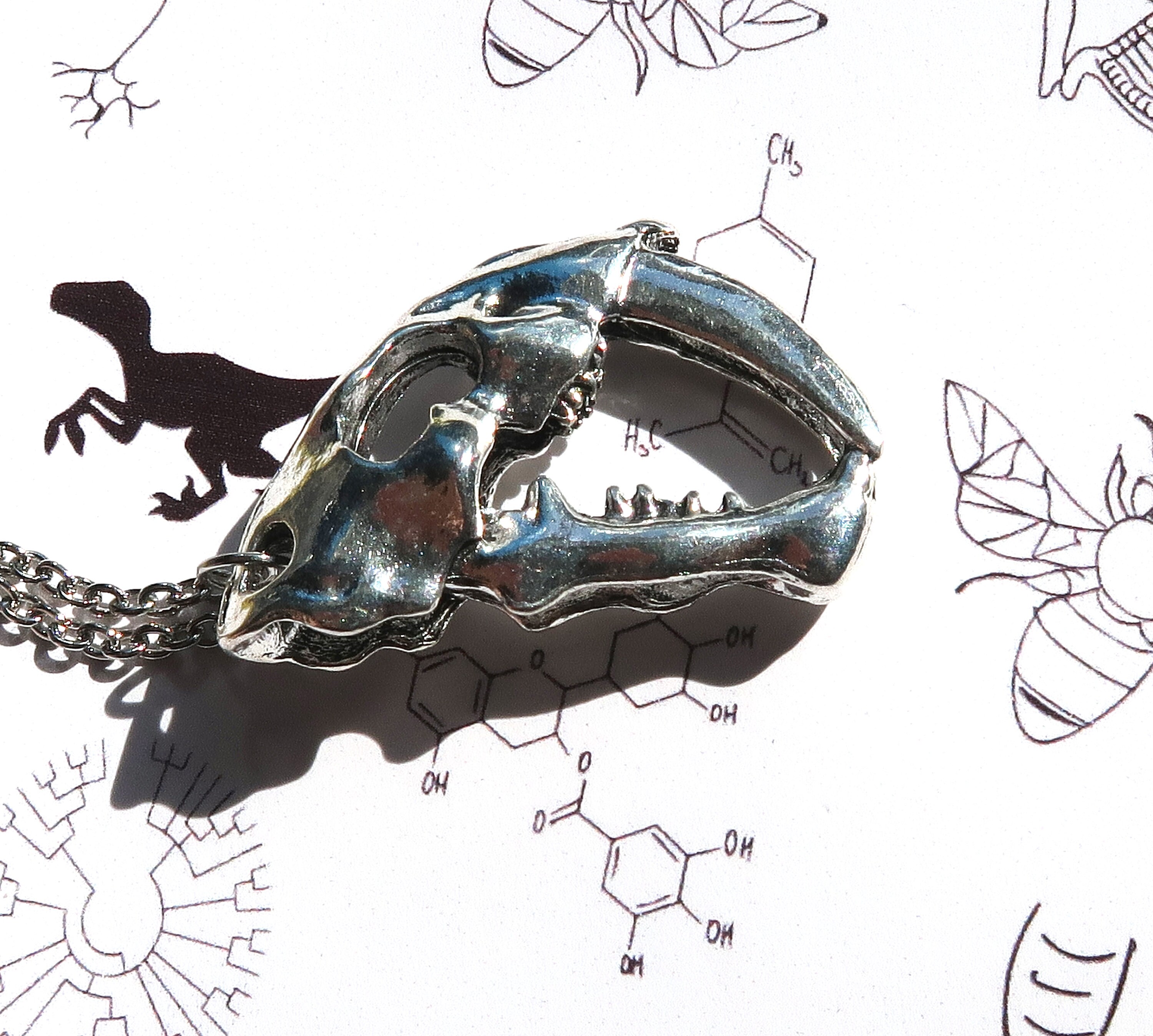 Smilodon Sabre Tooth Skull Necklace With Personalised Message | Etsy