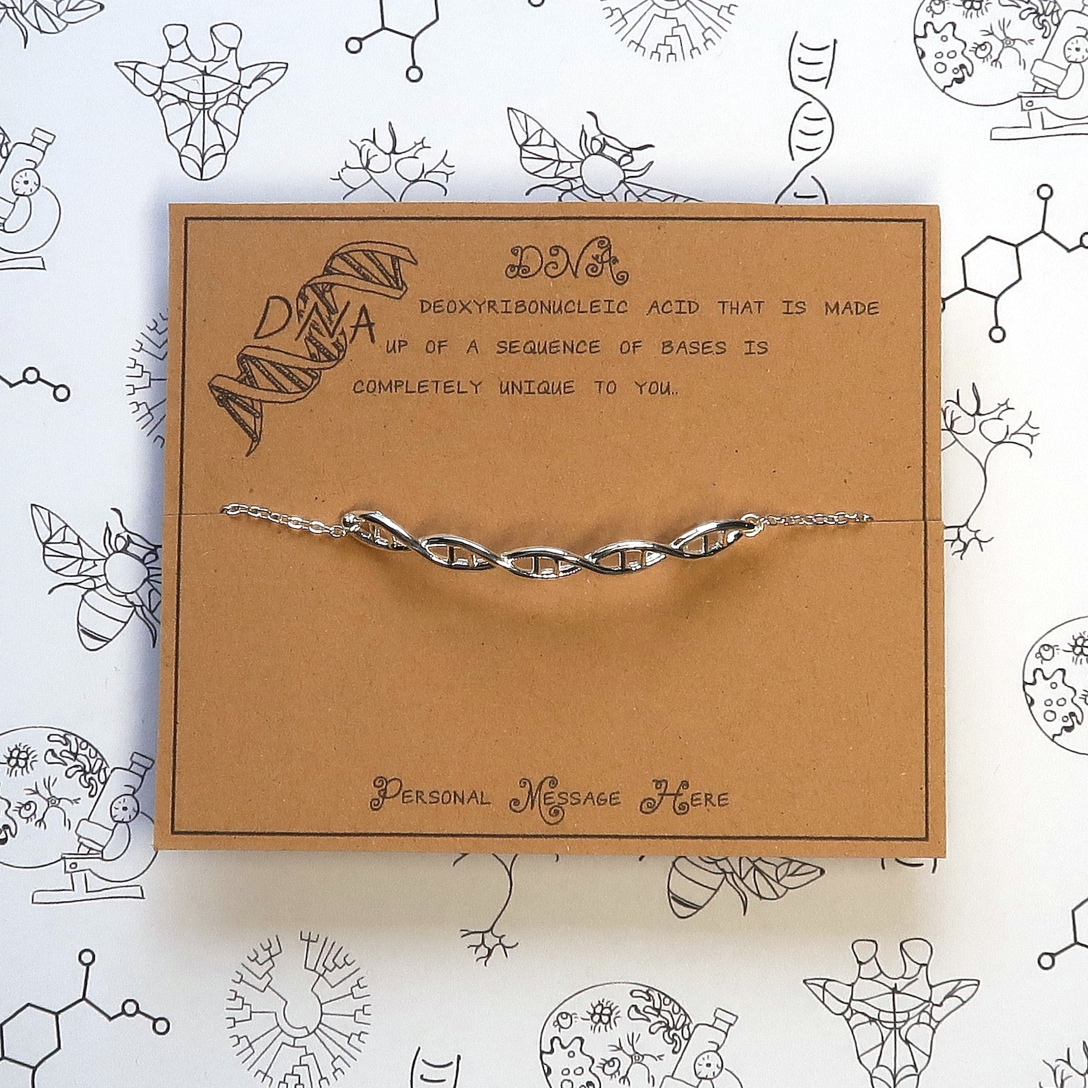 DNA Molecule Bracelet With Personalised Message - Etsy UK