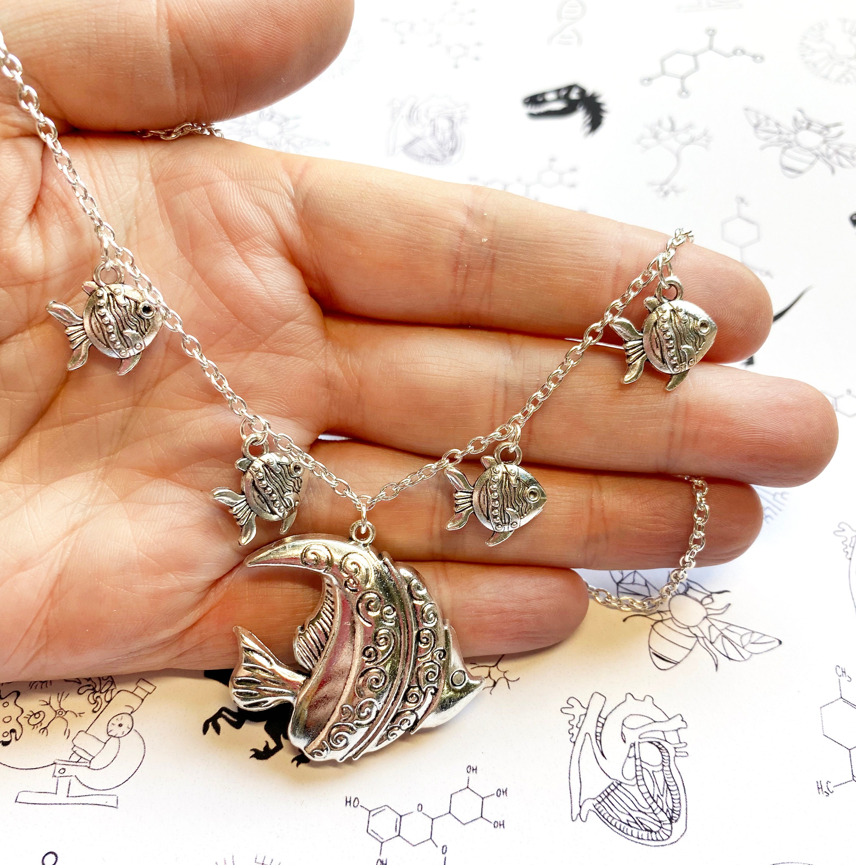 Tropical Fish Ocean Sea life Necklace with Personalised | Etsy