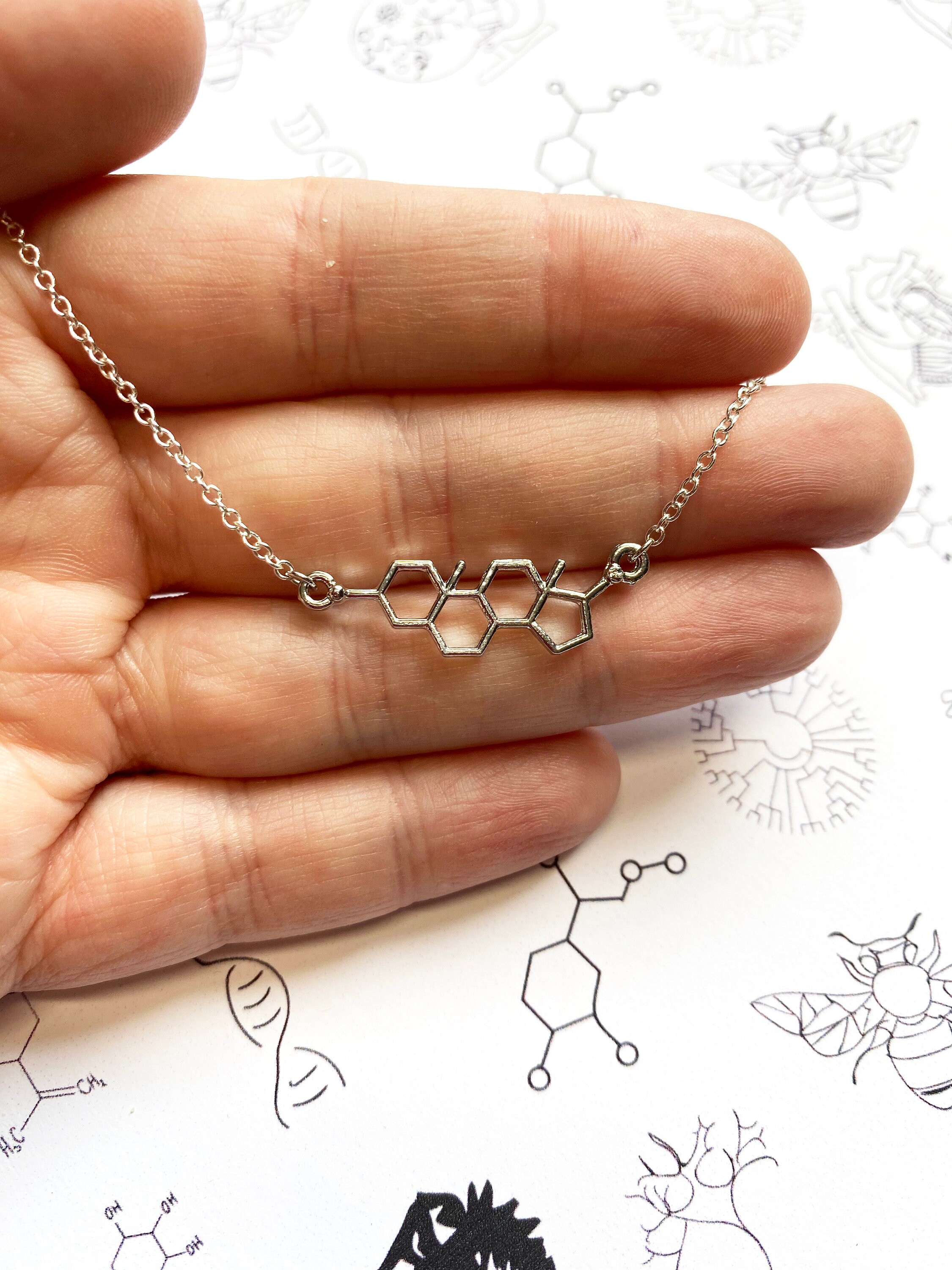 Testosterone Molecule Bracelet with Personalised Message | Etsy