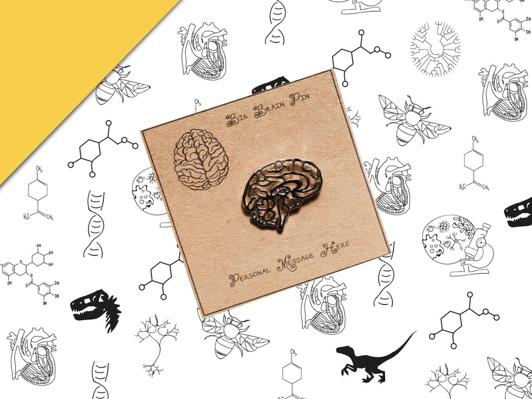 Brain Pin With Personalised Message - Etsy