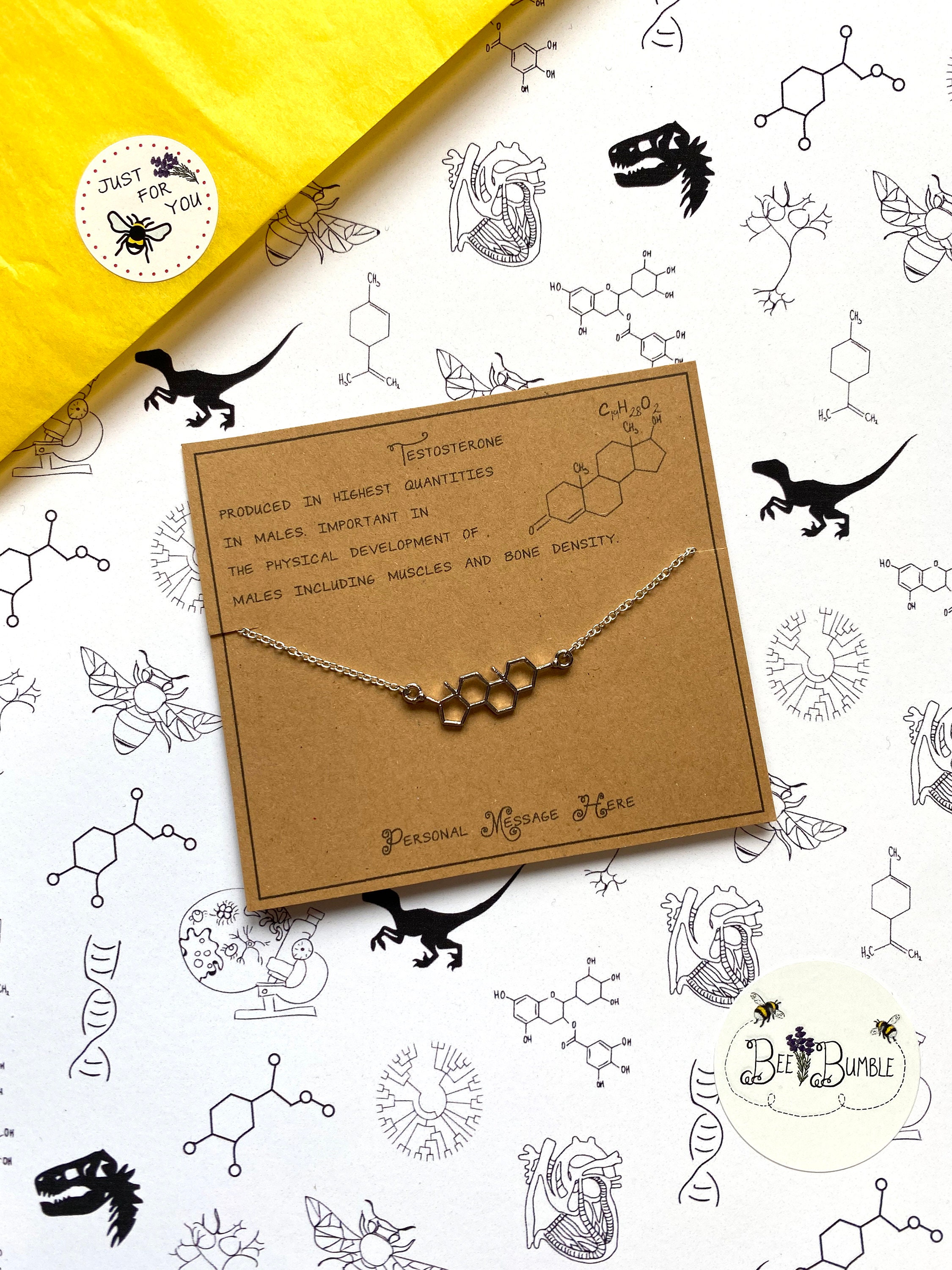 Testosterone Molecule Bracelet with Personalised Message | Etsy