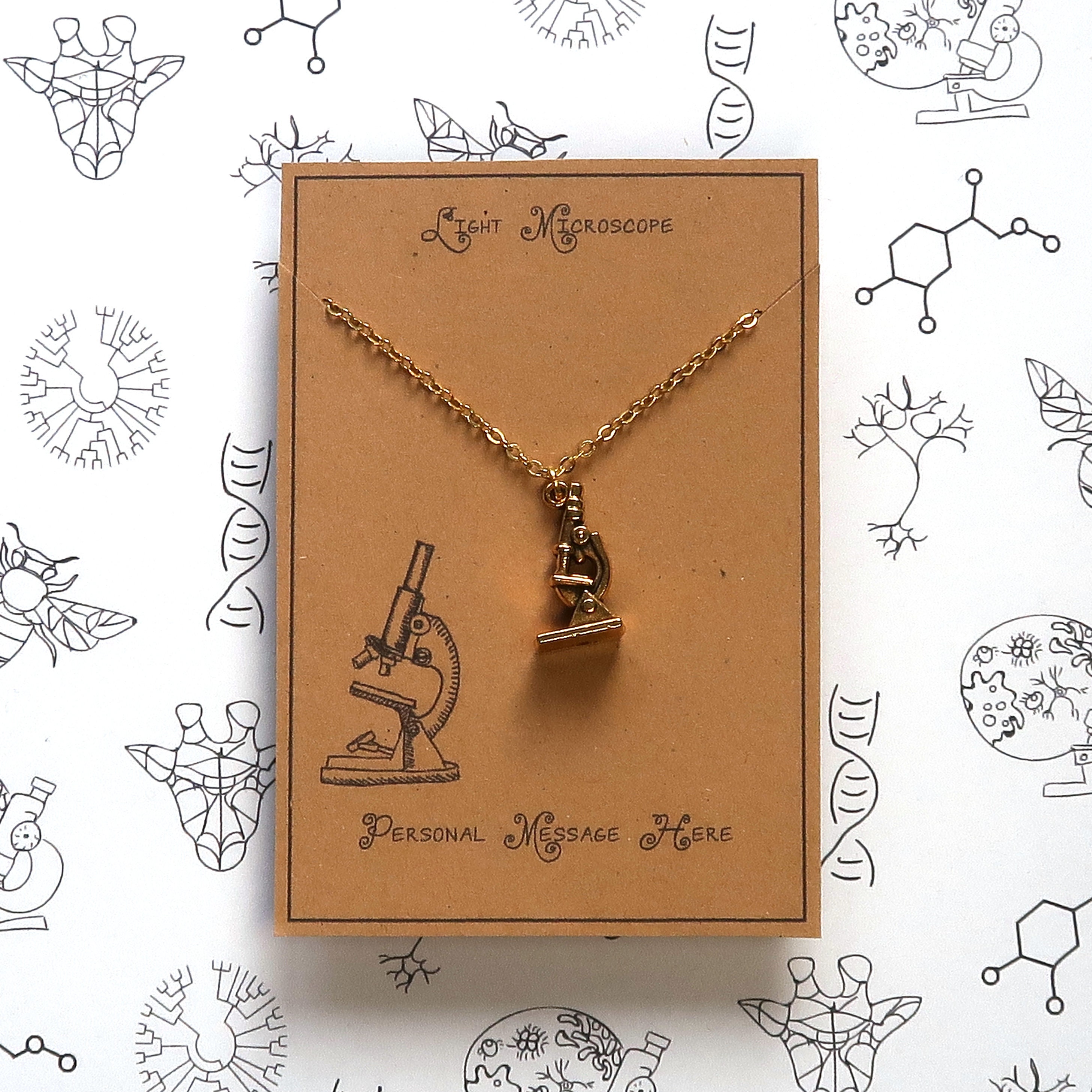 Tiny Light Microscope Necklace With Personalised Message | Etsy