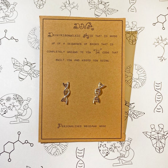 DNA Earrings with Personalised Message | Etsy
