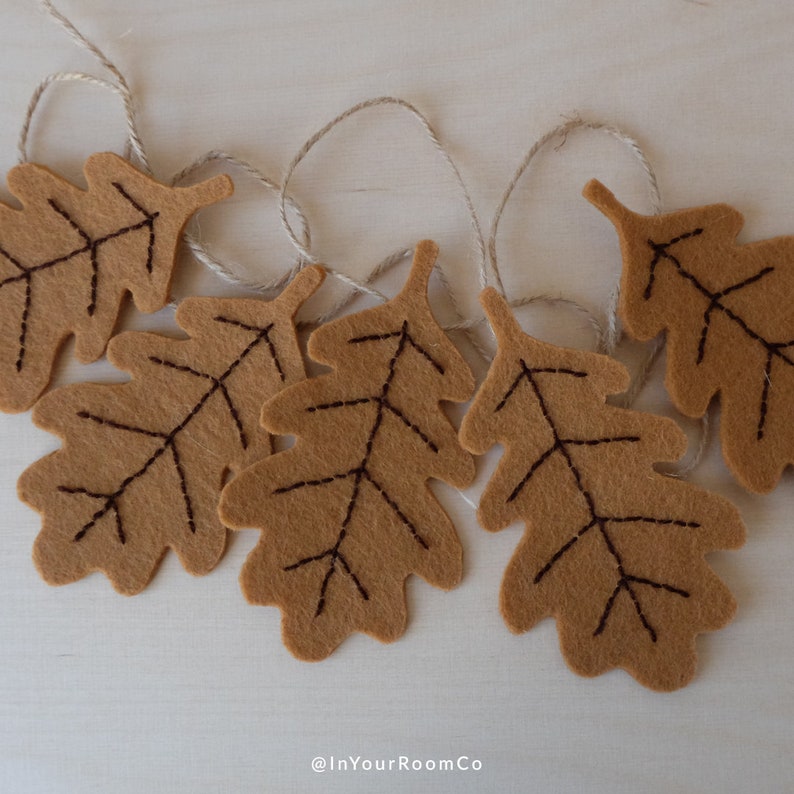 Felt Leaf Garland Autumn Oak Leaves Hanging Backdrop Decor | Etsy