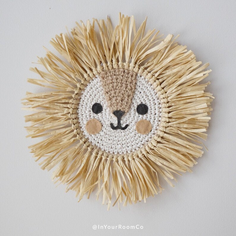 Lion Face Raffia Wall Hanging Safari Nursery Decor Lion - Etsy