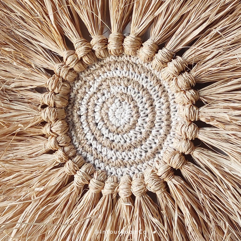 Raffia Round Wall Decor - Boho Rattan Home Decoration - Nursery Safari ...