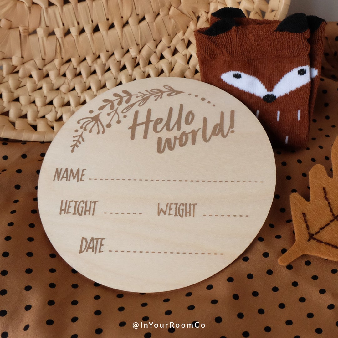Birth Announcement Discs Newborn Stats Round Sign Milestone - Etsy