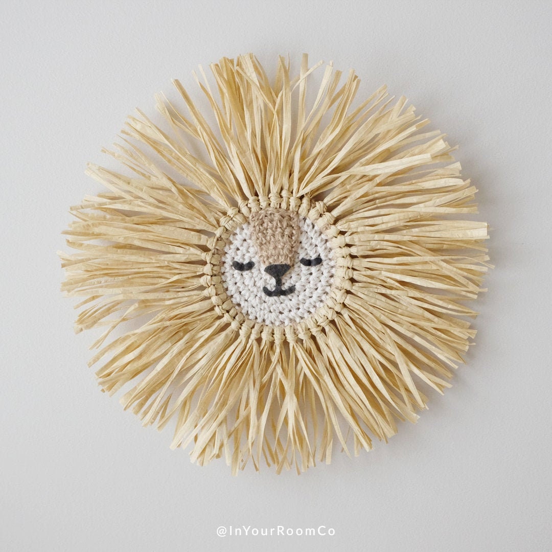 Lion Face Raffia Wall Hanging Lion Head Boho Nursery Decor - Etsy