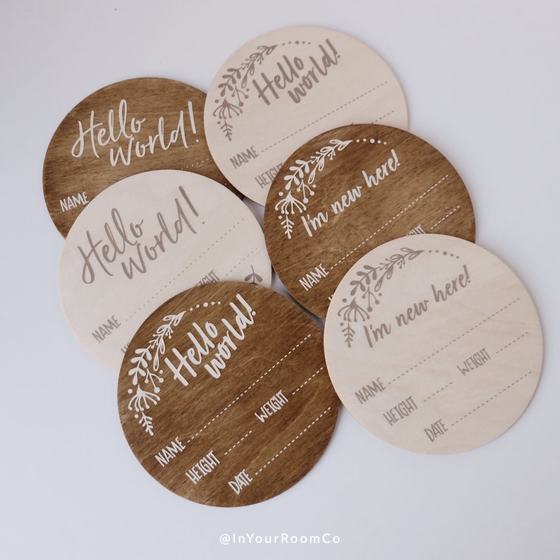 Birth Announcement Discs Newborn Stats Round Sign Milestone - Etsy