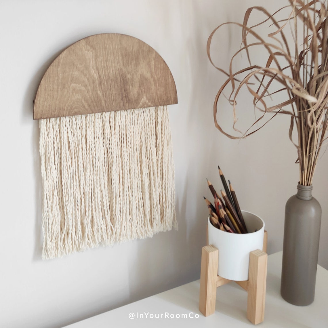 Macrame Half Moon Decor Fiber Art Wall Hanging Bohemian - Etsy