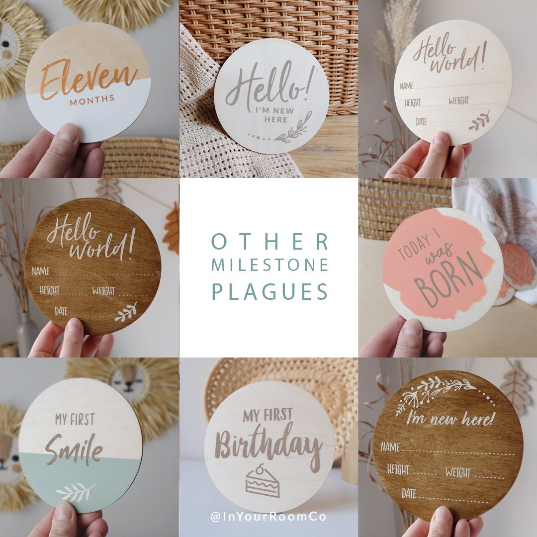 Birth Announcement Discs Newborn Stats Round Sign Milestone - Etsy