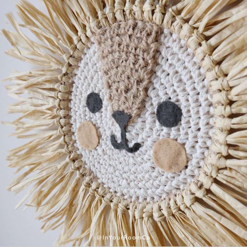 Lion Face Raffia Wall Hanging Safari Nursery Decor Lion | Etsy