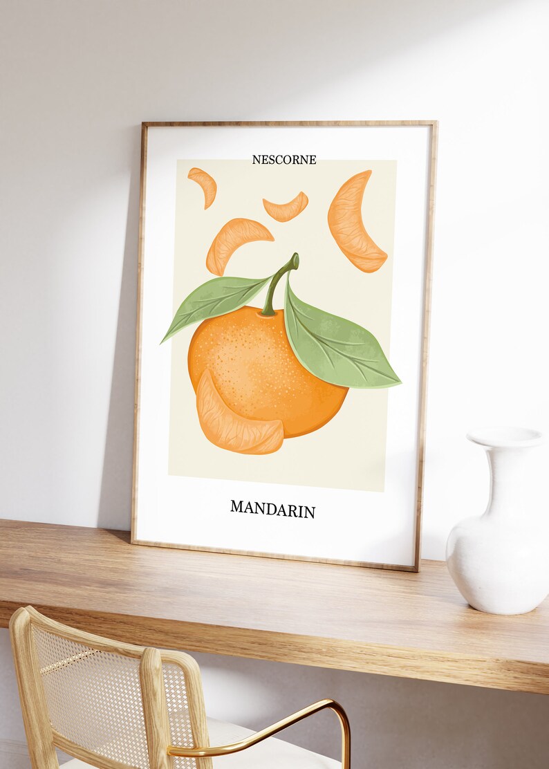 Mandarin Food Art, Fruit Poster, Kitchen Decor, Kitchen Wall Art ...