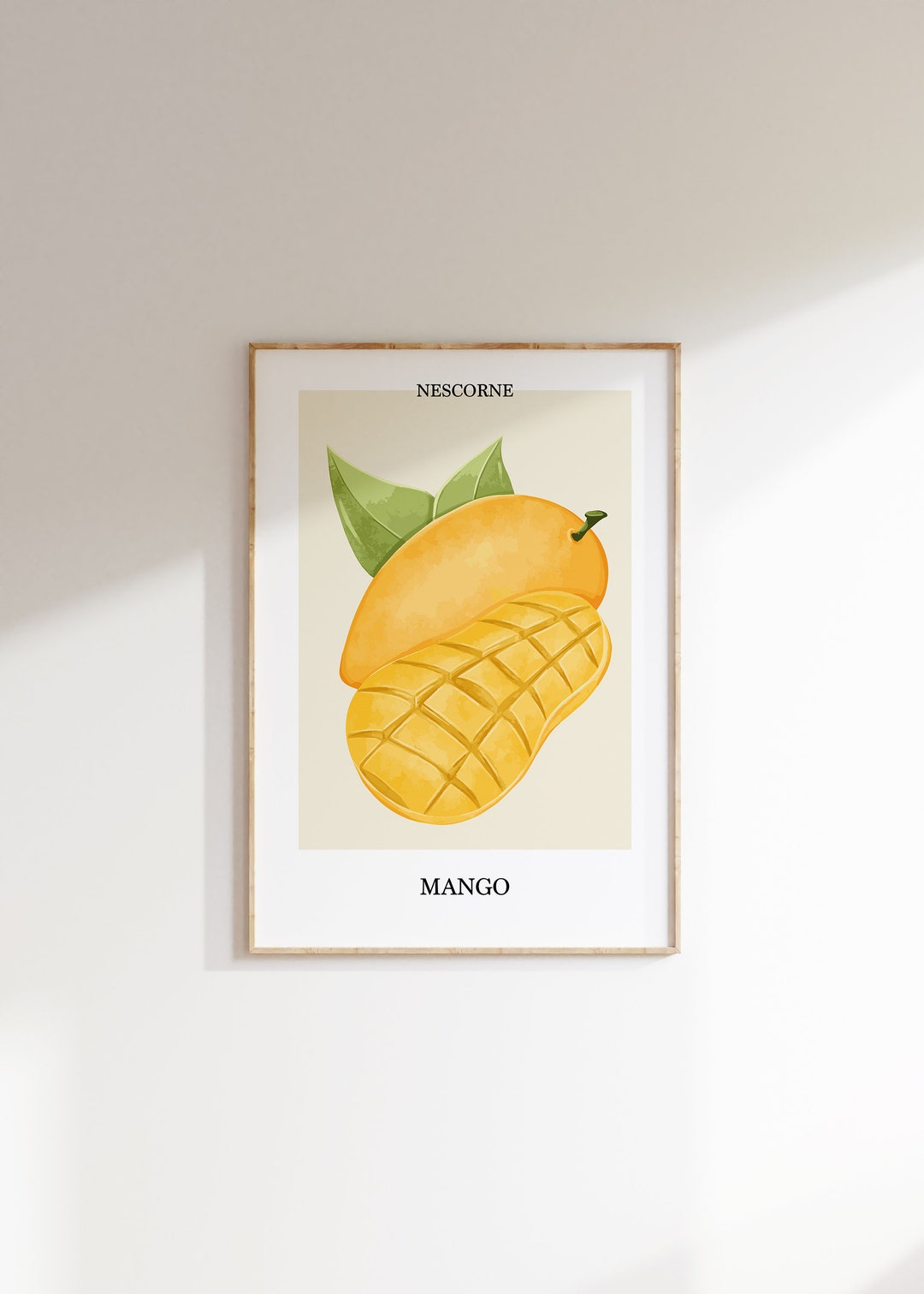 Mango Food Art, Fruit Poster, Kitchen Decor, Kitchen Wall Art, Instant ...