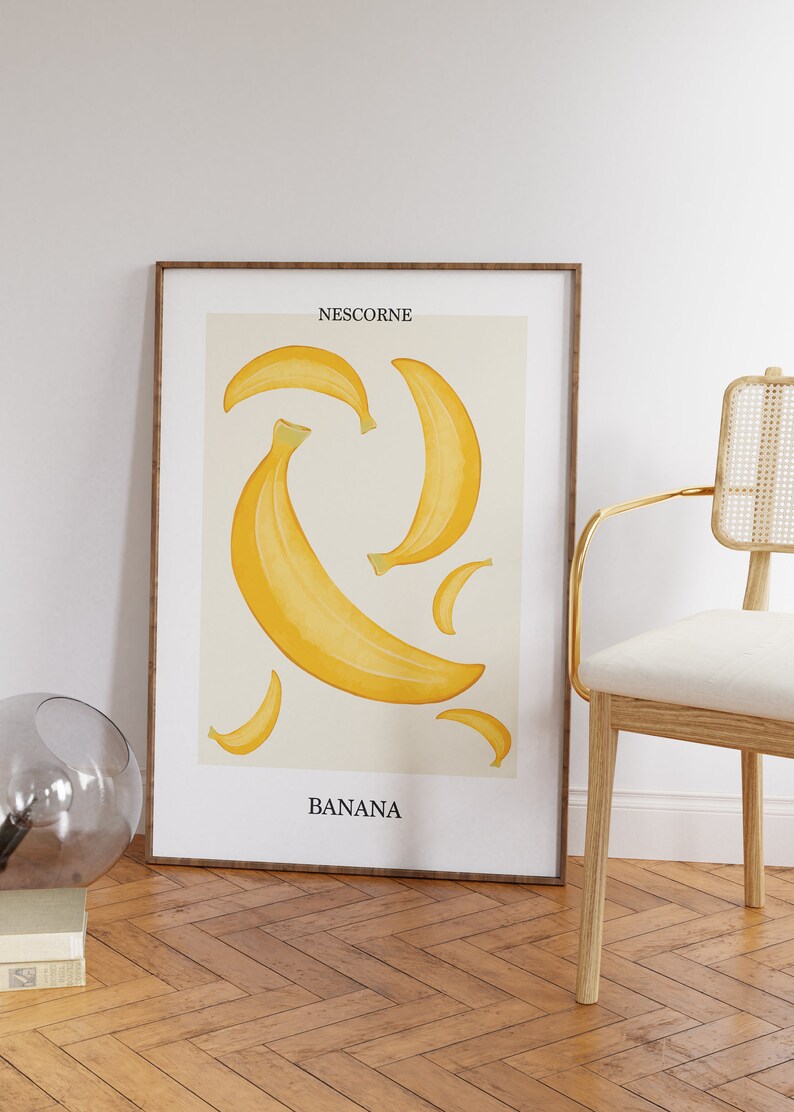 Banana Food Art, Fruit Poster, Kitchen Decor, Kitchen Wall Art, Instant ...