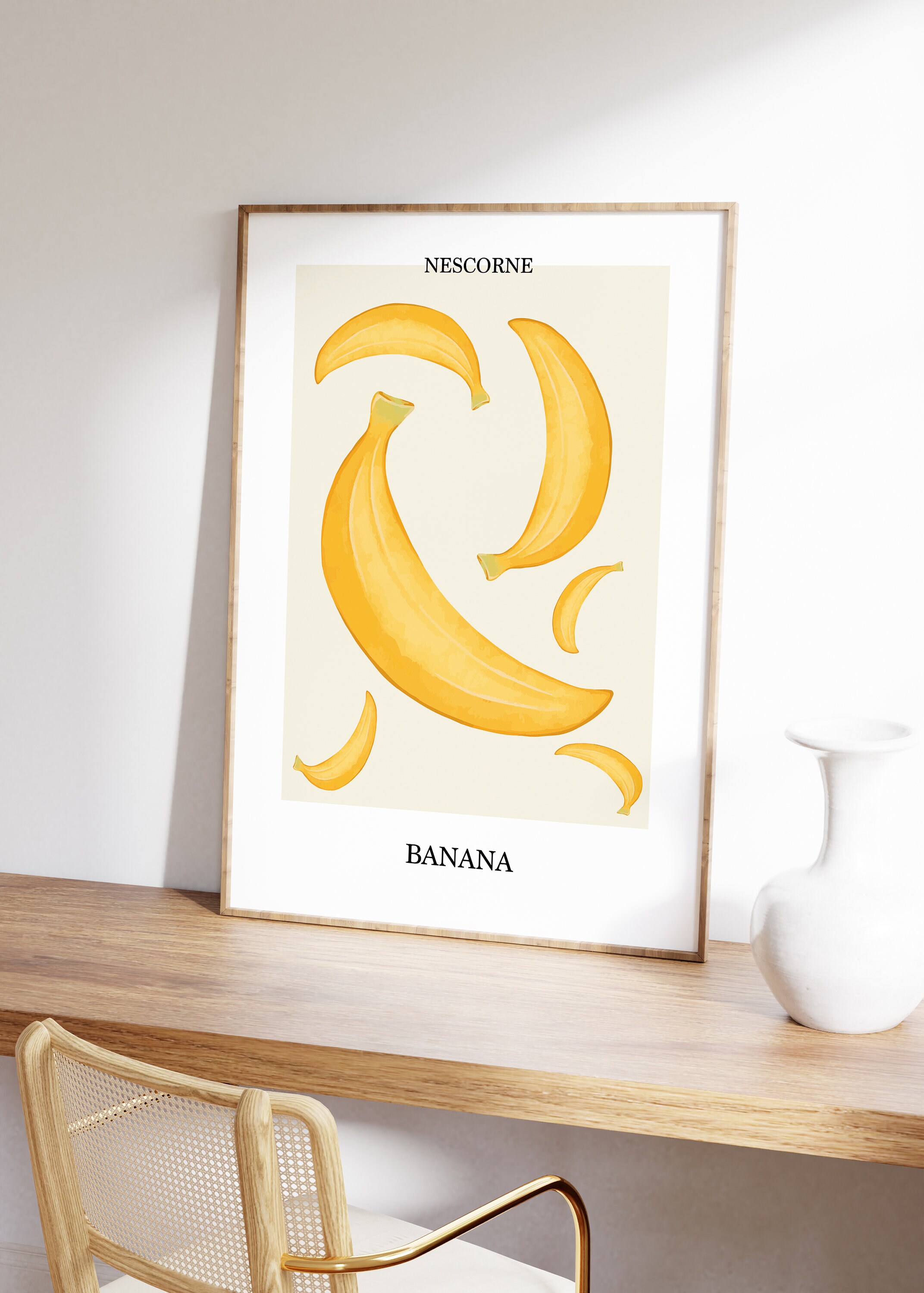 Banana Food Art, Fruit Poster, Kitchen Decor, Kitchen Wall Art, Instant ...