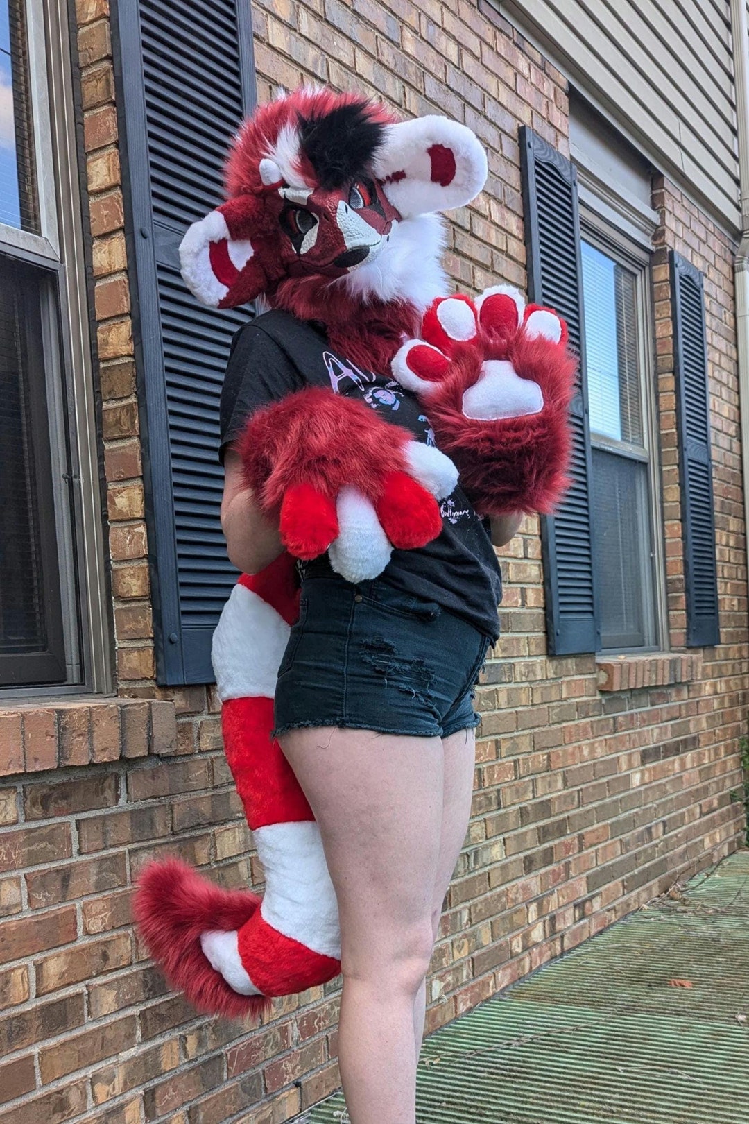 Red Clown Dino Cow Mini Partial Fursuit Etsy