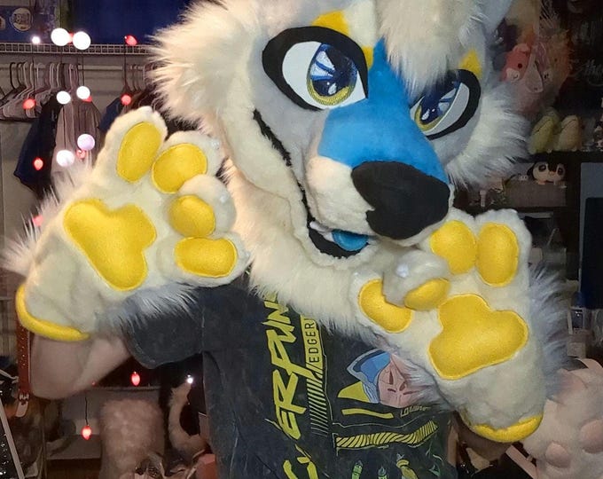 Yellow and Blue Wolf Fursuit Mini Partial Premade - Etsy