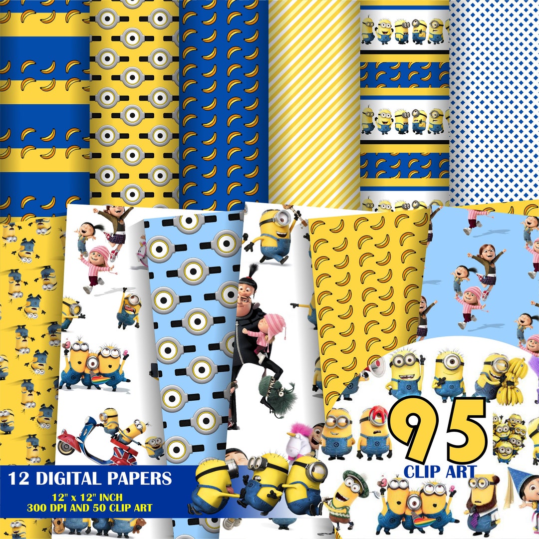 Minions Digital Paper & Clipart: Party Scrapbooking (digital Download ...