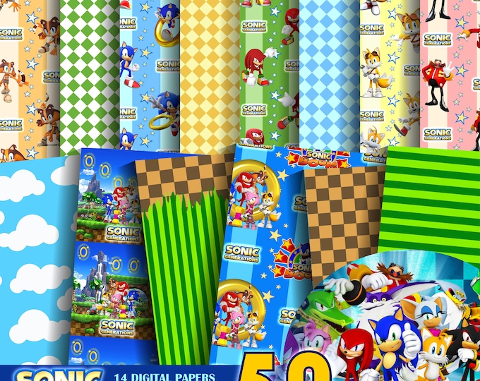 Sonic Clipart, Sonic PNG, Sonic Birthday, Sonic Digital Paper, Sonic ...
