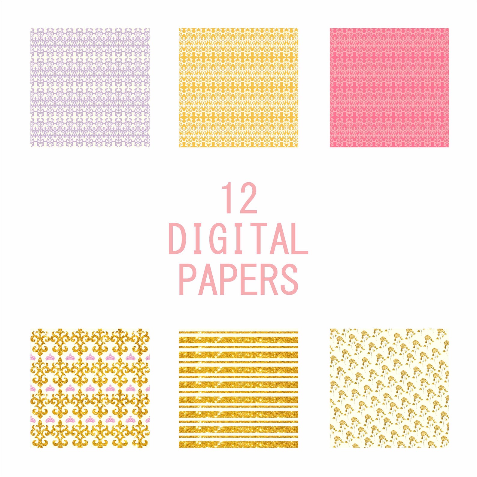 Princess Beauty Digital Papers: Invitation & Clipart (JPG Files) - Etsy