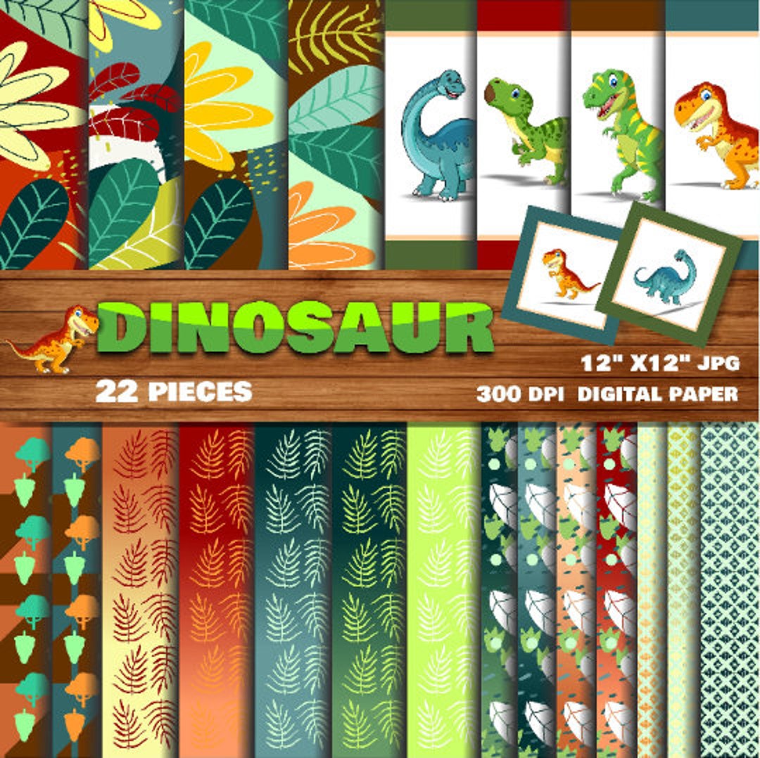 Dinosaur Digital Paper, Scrapbook, T-rex Digital Paper, Boys Digital ...